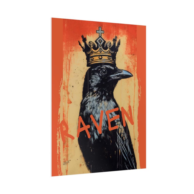 Crowned Raven Art Print – Regal Bird Bohemian Wall Decor (digital ...