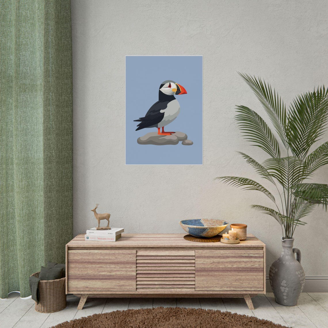 Scottish Puffin Print: Whimsical Sea Bird Poster - Etsy