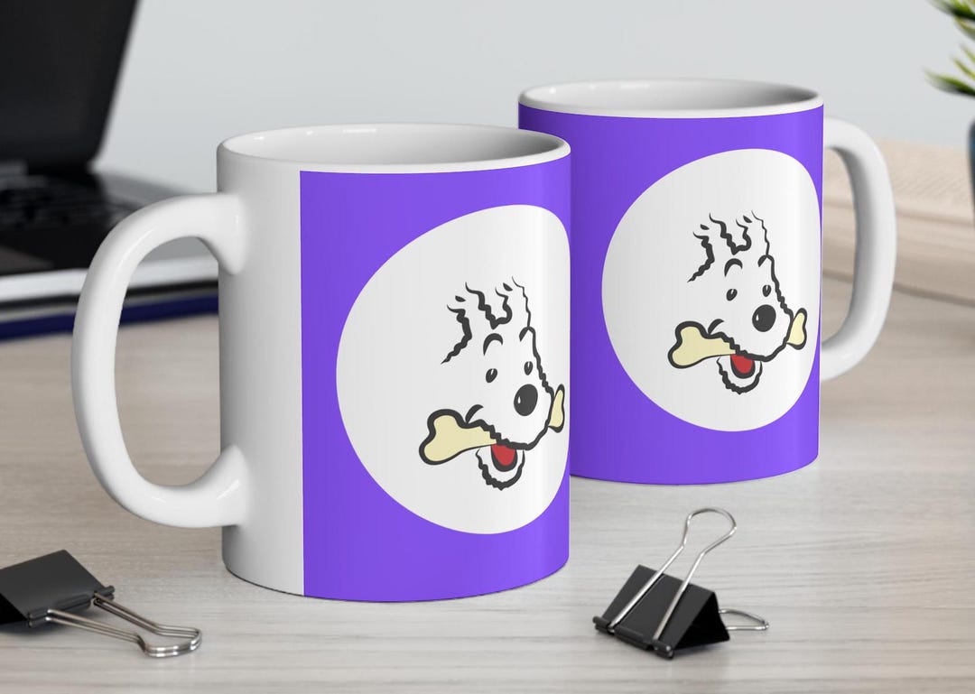 Tintin Snowy Dog Mug – Purple Ceramic Coffee Cup, Gift for Dog Lover - Etsy