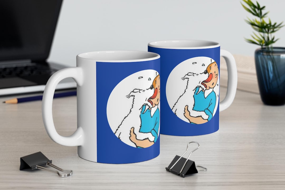 Tintin & Snowy Dog Kisses Coffee Mug - Cartoon Ceramic Cup - Etsy