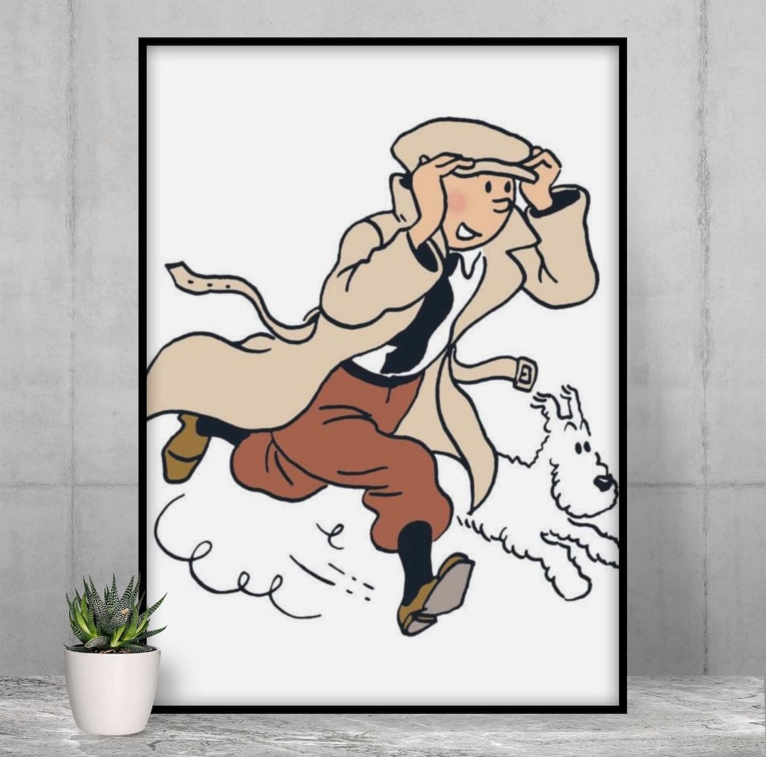 The Adventures of Tintin and Snowy; Running With Cute Dog Poster- Ideal ...