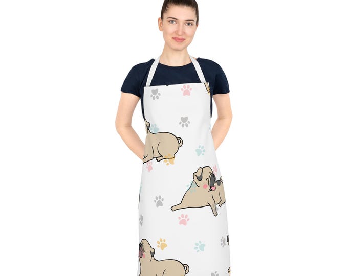 Organic Cotton Canvas Apron With Pug Print - Etsy UK