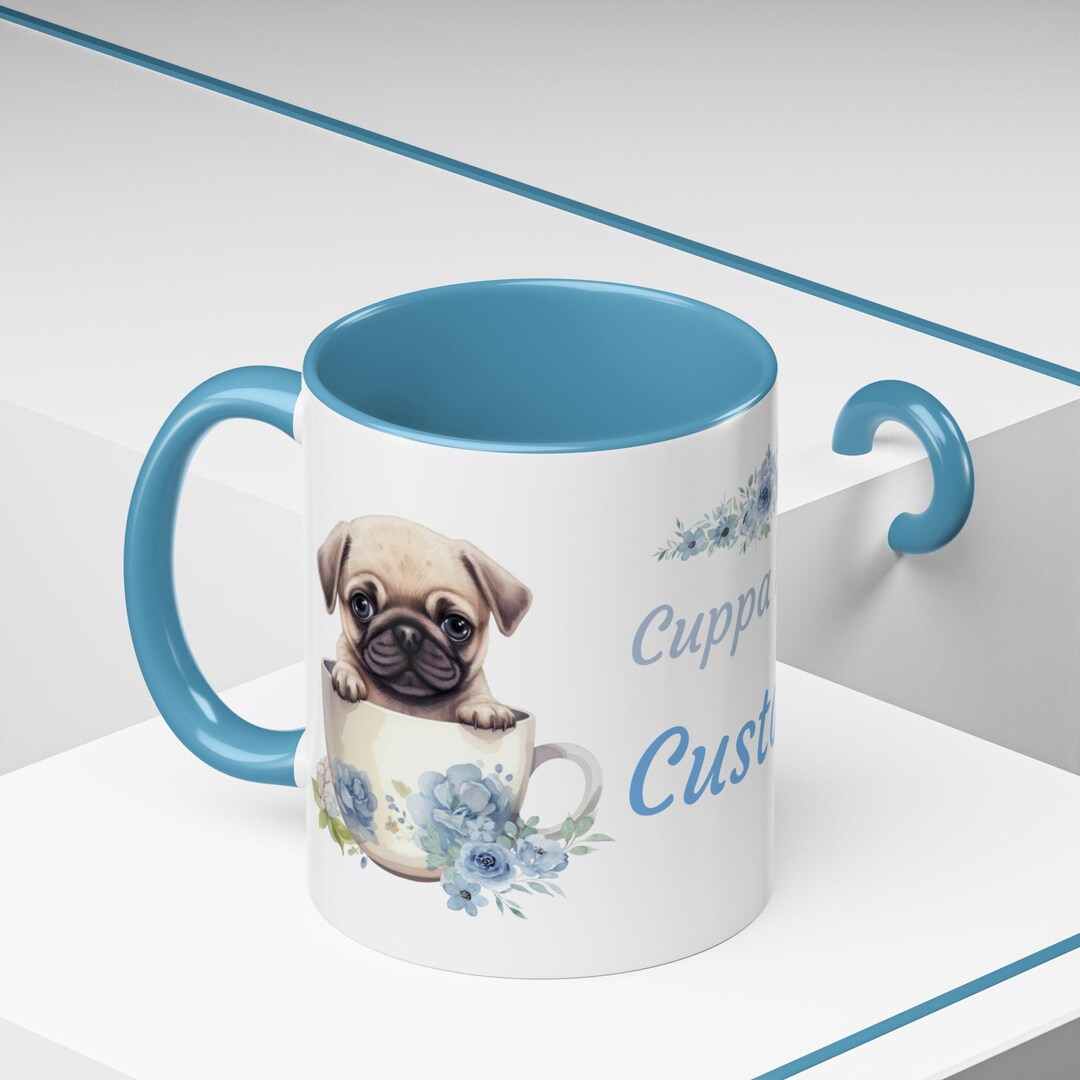 Custom Cute Cuppa Pug Coffee Mug, Cute Dog Parent Mum Mom Dad Lover ...