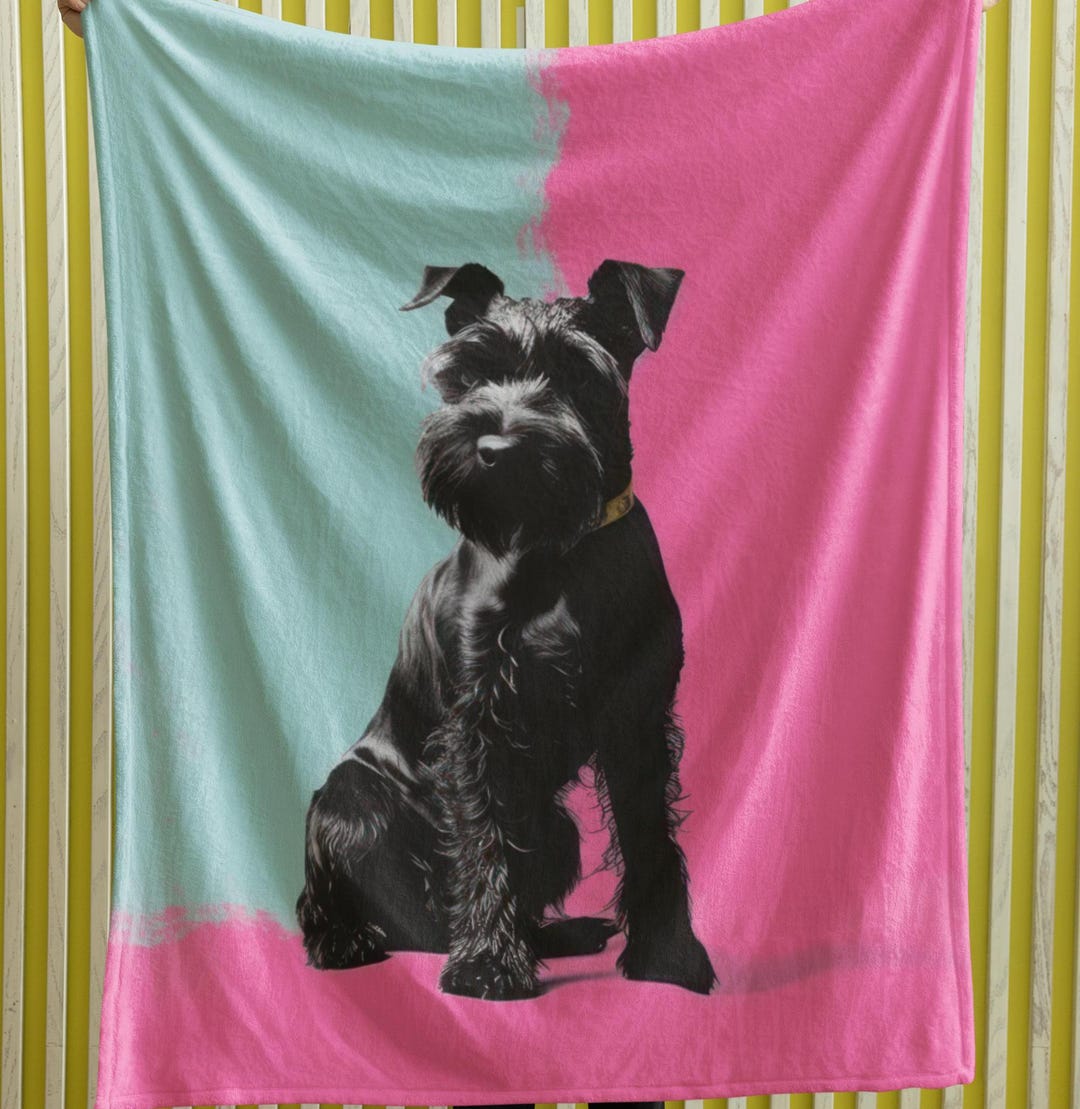 Schnauzer Dog Blanket - Quirky Bold Primary Colour Dog Print Throw ...