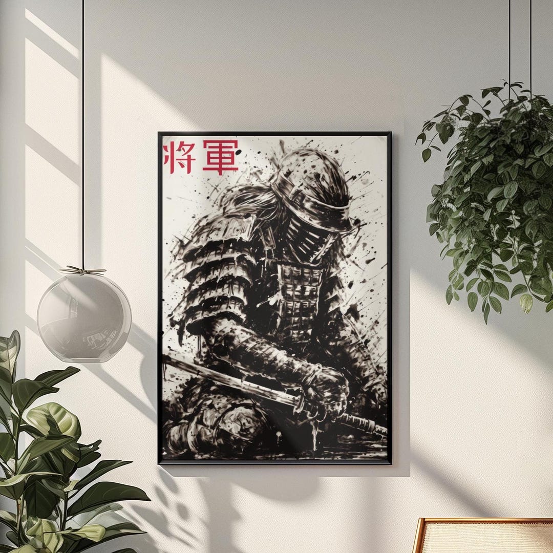 Digital Poster Japanese Warrior Portrait Poster Japanese Samurai ...