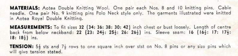 1960s Aran Jumper Knitting Pattern – Unisex Polo Neck Sweater (aotea ...