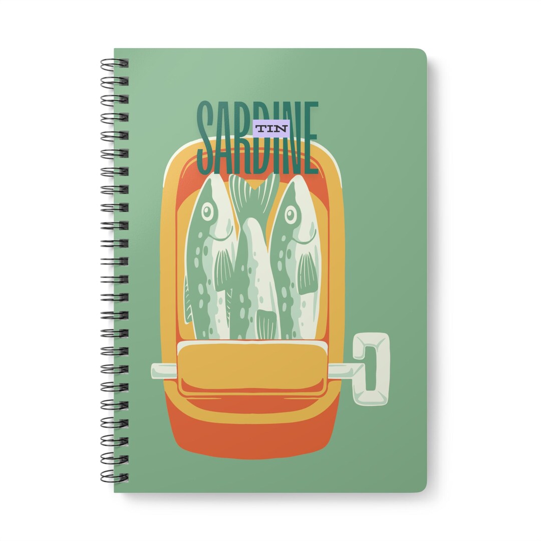 Retro Sardine Illustrated A5 Notebook, Cute Journal for Writing, Gift ...
