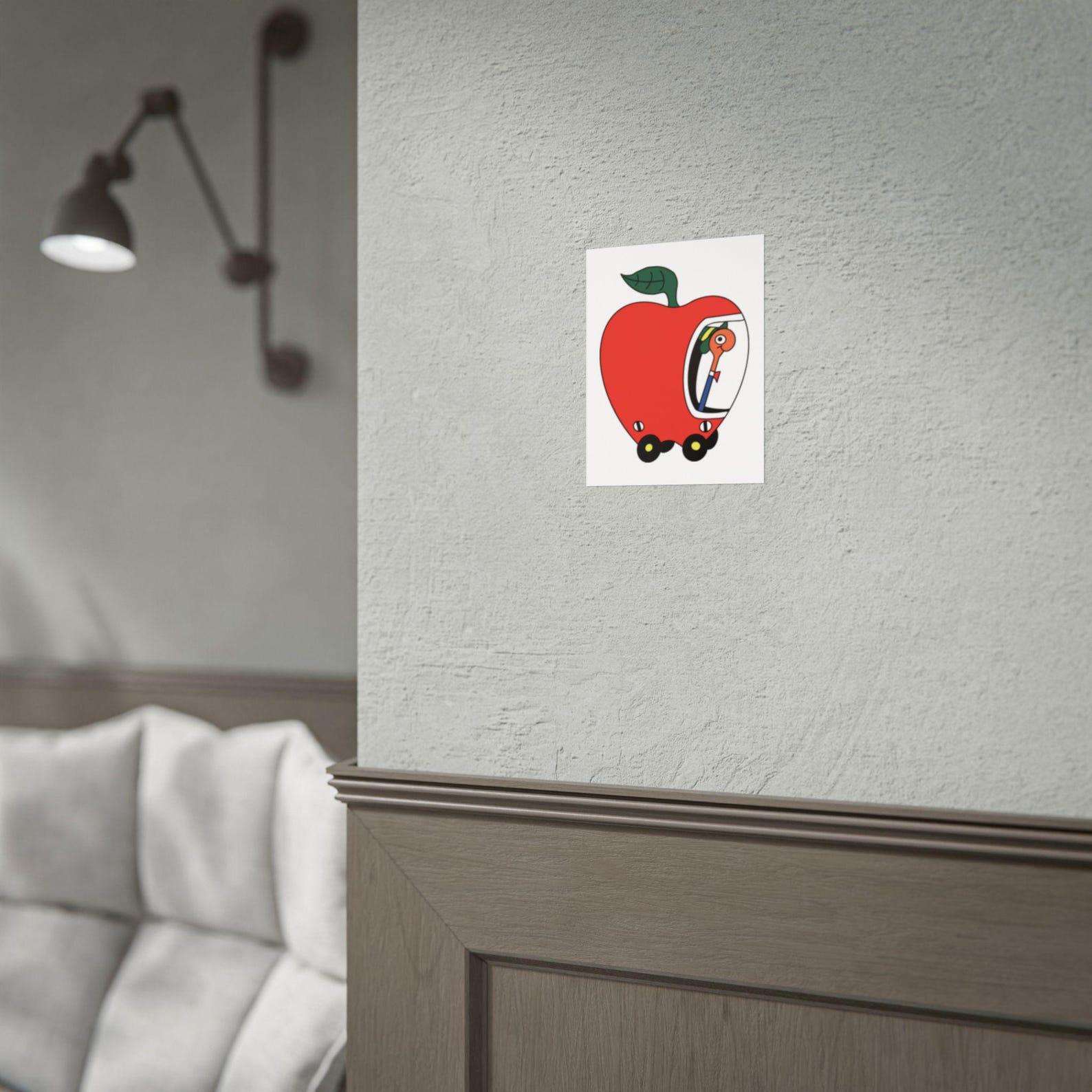 Whimsical Lowly Worm in Apple Car Art Poster, Playful Gift for Richard ...