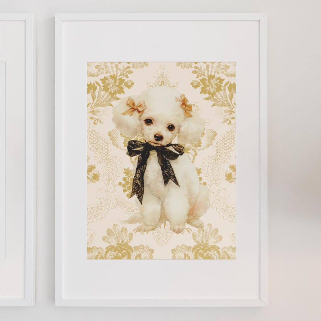 Rococo Coquette Champagne Poodle With Ribbons in Rococo Coquette Style ...