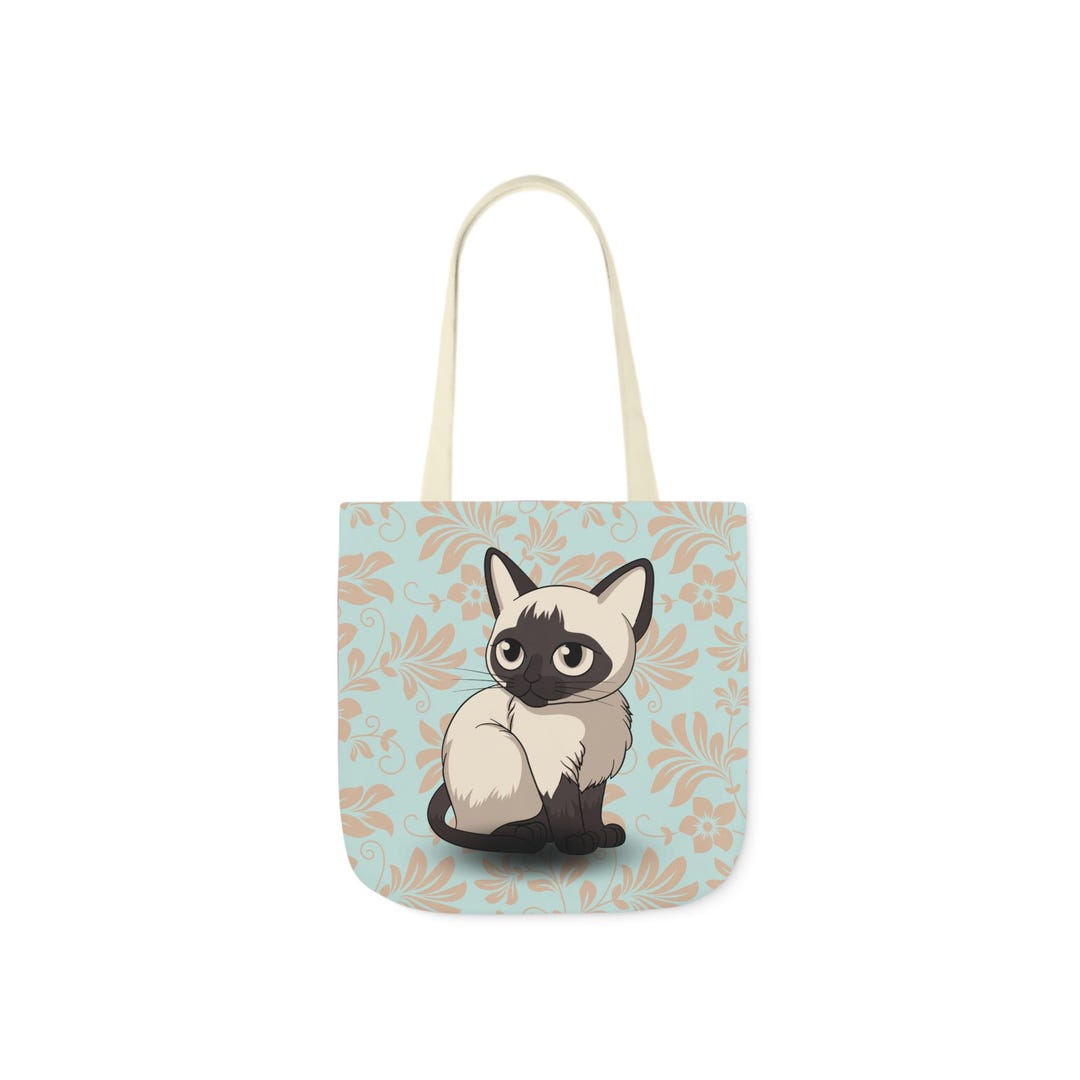 Rococo Coquette Siamese Kitten Print - Canvas Tote Bag, 5-color Straps ...