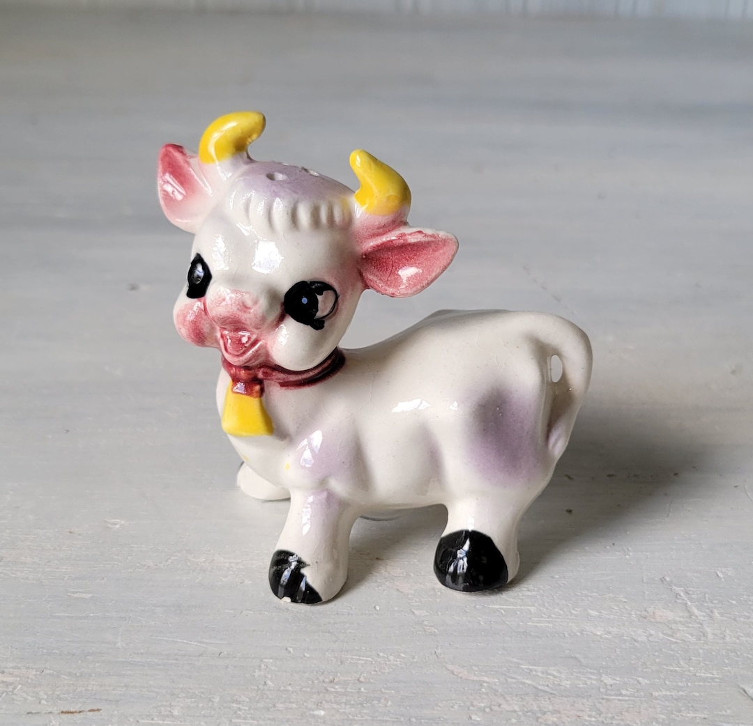 Vintage Purple Cow Salt Pepper Shaker Single Plastic Stopper ...