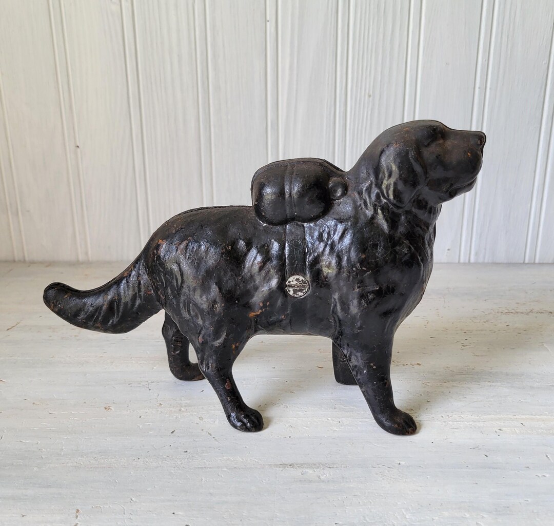 Antique Cast Iron Coin Bank I Hear A Call Retriever St. Bernard With ...