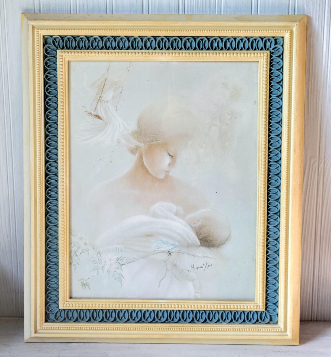 Vintage Margaret Kane Framed love Print in 1970's Mod Plastic Frame - Etsy