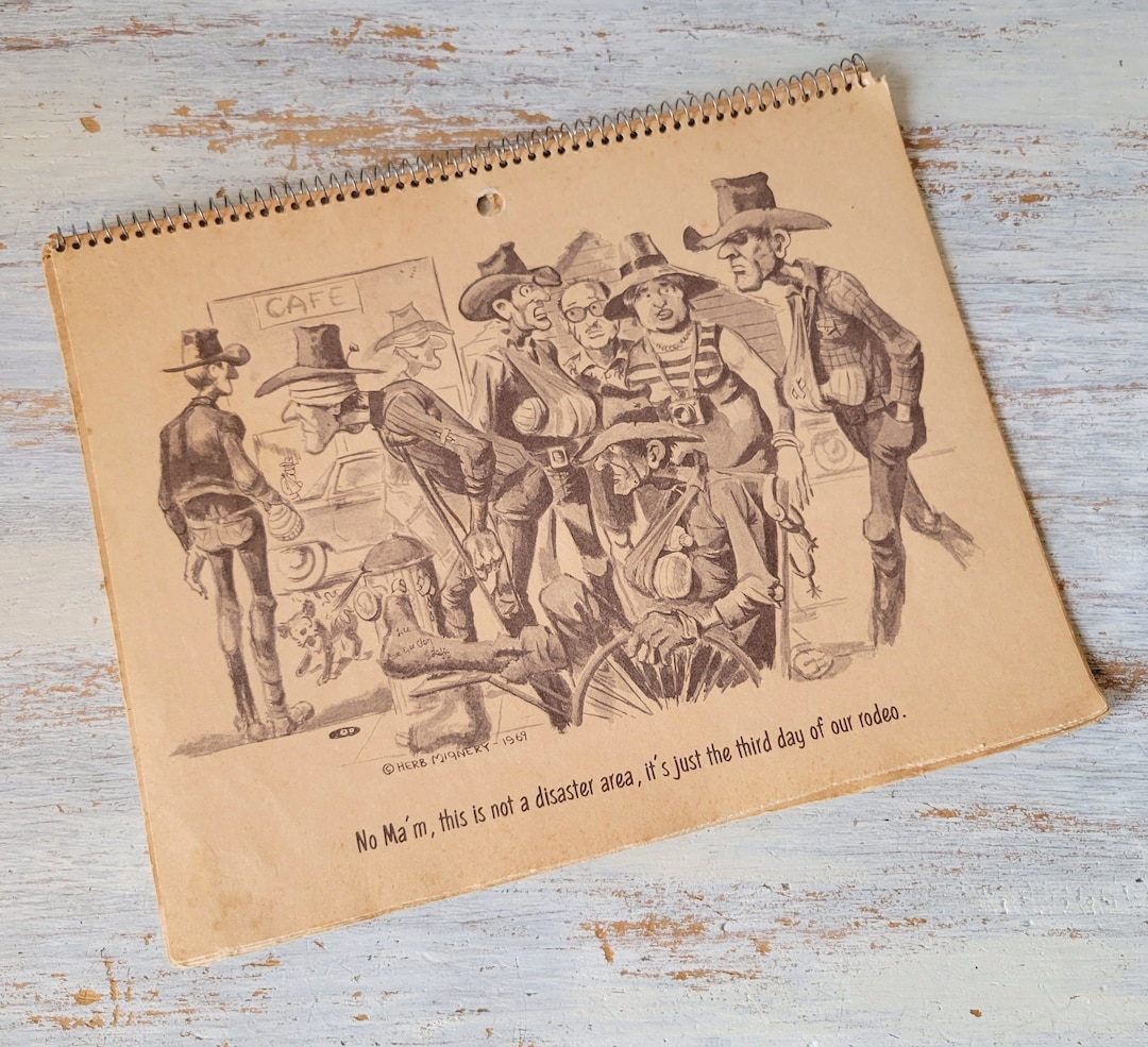 Vintage 1969 Herb Mignery Cowboy Rodeo Comic Art Spiral Bound Booklet ...