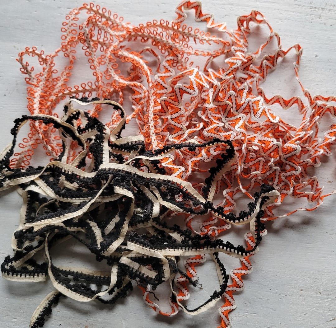 Vintage Orange White & Black Rick Rack Lace and Trim 10 Yards - Etsy