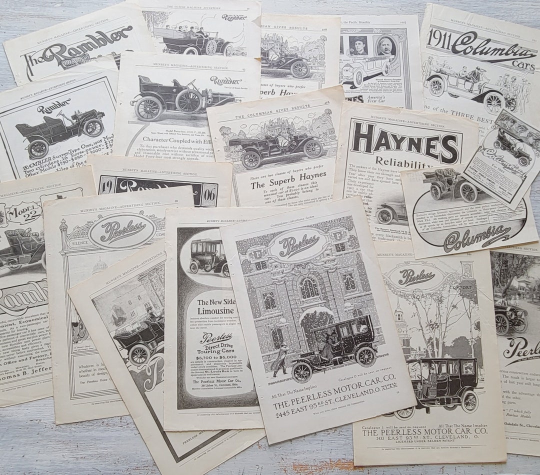 Antique Peerless Rambler Haynes Columbia Auto Touring Motor Cars 1900's ...