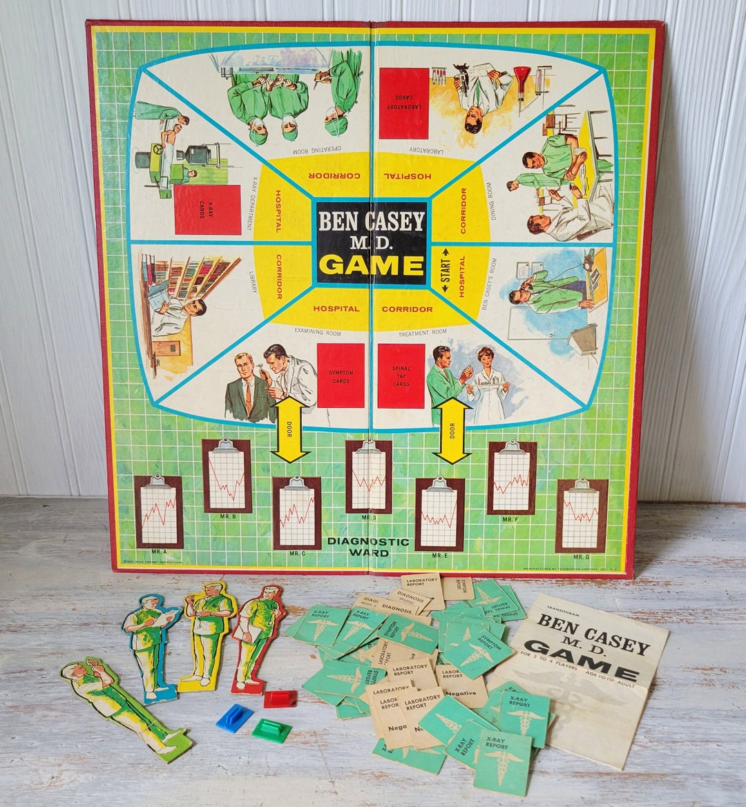 Vintage 1961 Ben Casey Board Game & Pieces No Box Transogram Bing ...