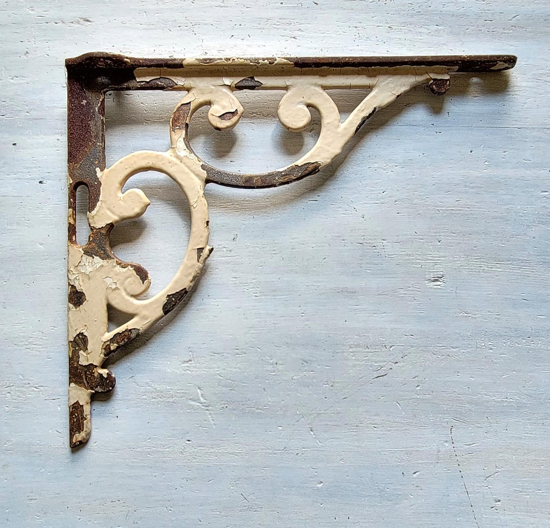 Chippy Vintage Metal Corner Bracket Painted White 12 X 10 - Etsy
