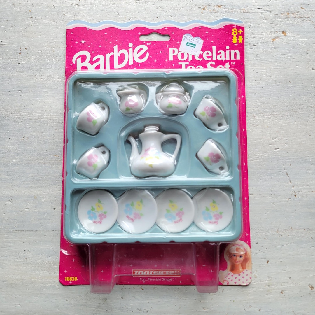 Vintage Miniature Barbie Tea Set W/ Flowers Tootsietoy - Etsy