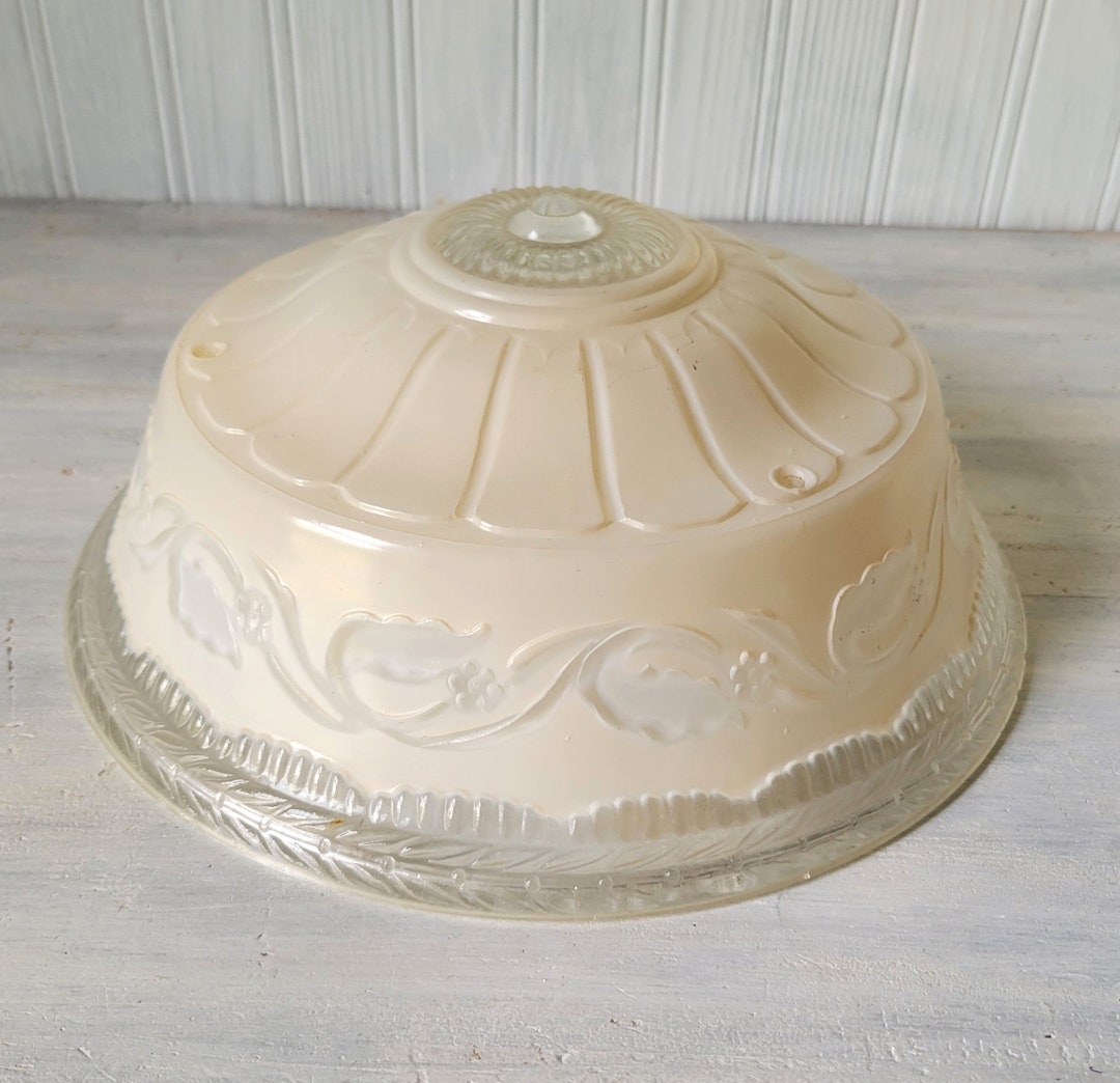 Vintage Glass Ceiling Light Cover Shade Tan Off-white - Etsy