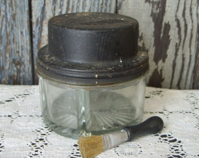 Antique Handy Paste Glass Jar With Brush School Glue Tin Lid - Etsy
