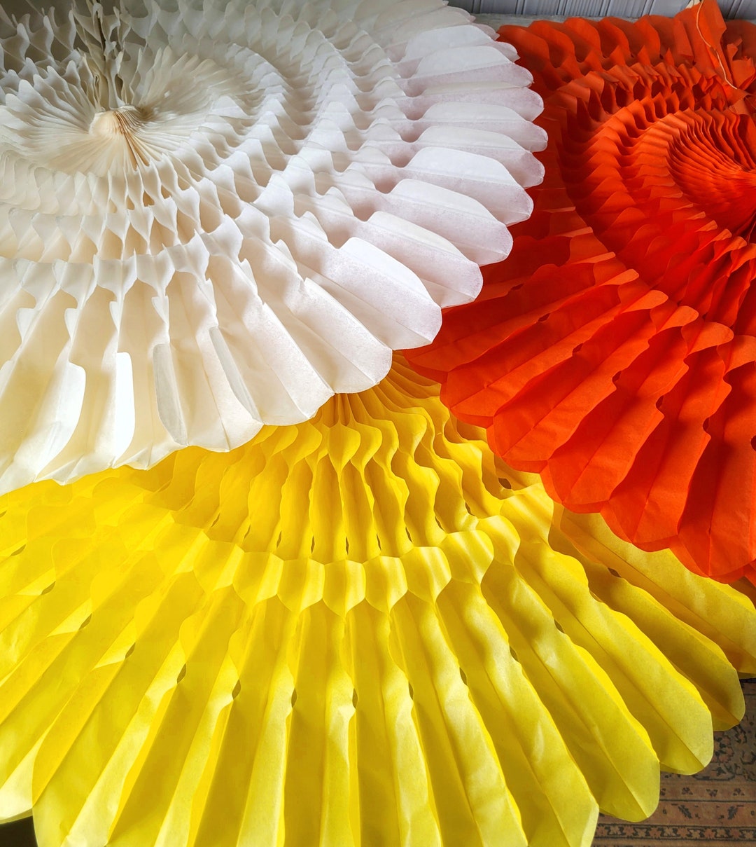 3 Huge 26" Vintage Honeycomb Party Decorations Orange White Yellow ...