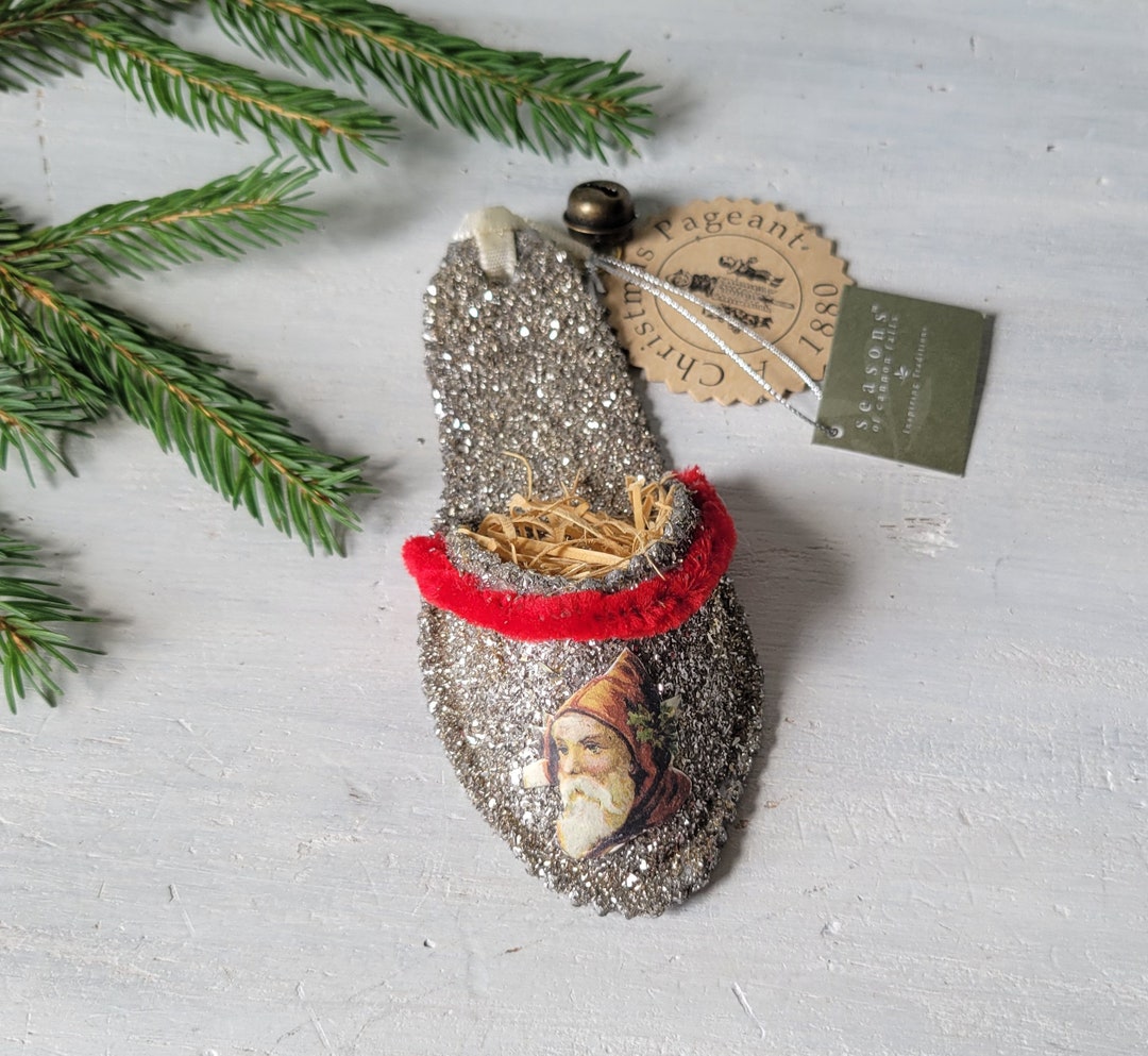 Vintage Wendy Addison Silver Glitter Slipper Shoe Christmas Ornament - Etsy