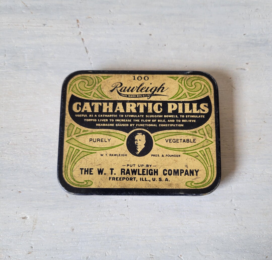 Vintage Quack Medicine Rawleigh Cathartic Pills Tin Container Box - Etsy