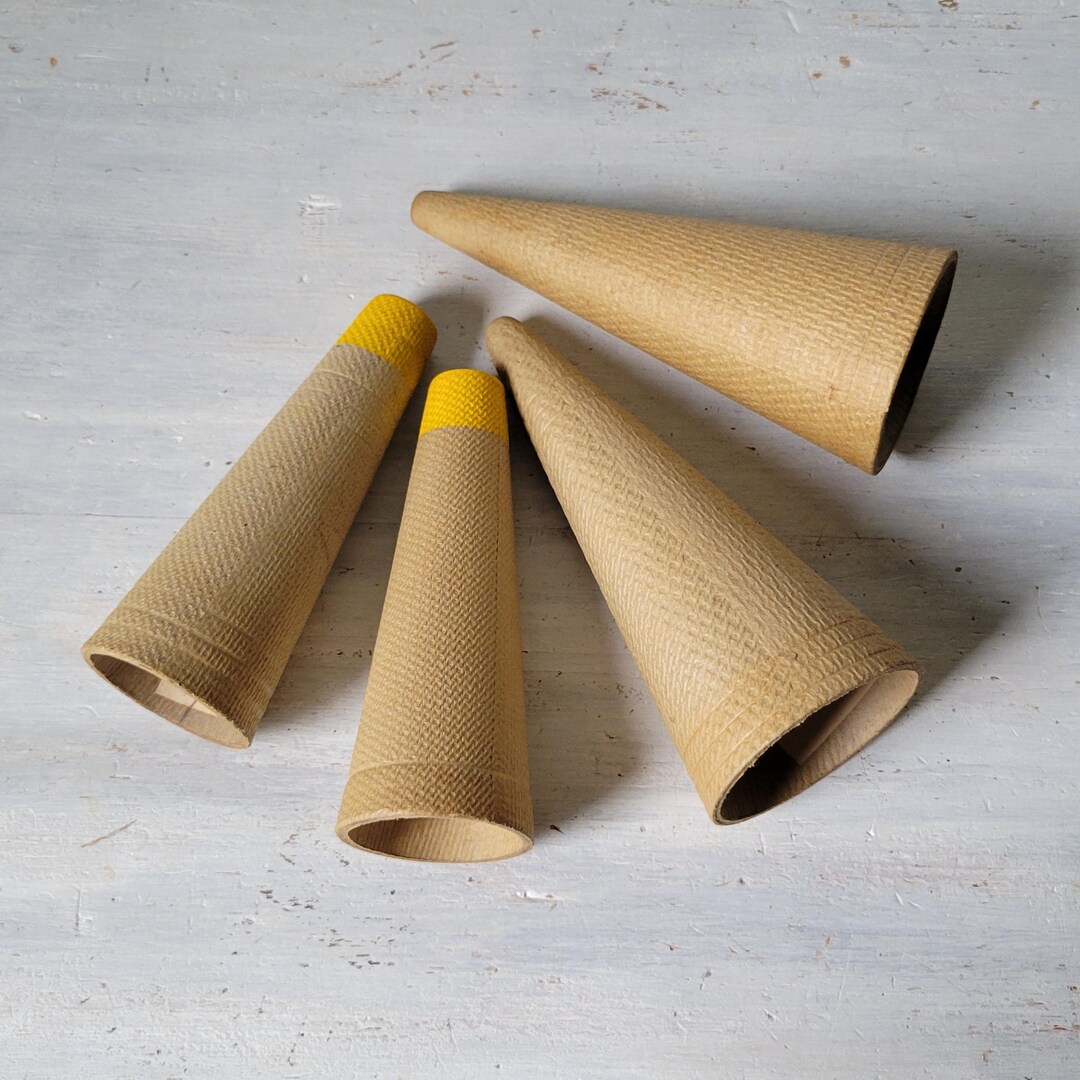 4 Vintage Cardboard Thread Cones Junk for Altered Art Assemblage - Etsy