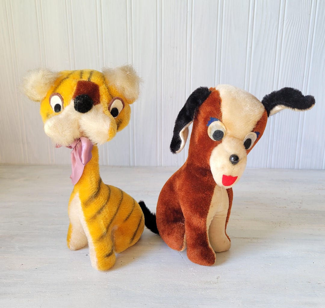 Vintage Dog & Tiger Straw Stuffed Animal Toys Woolkin Japan Lot - Etsy