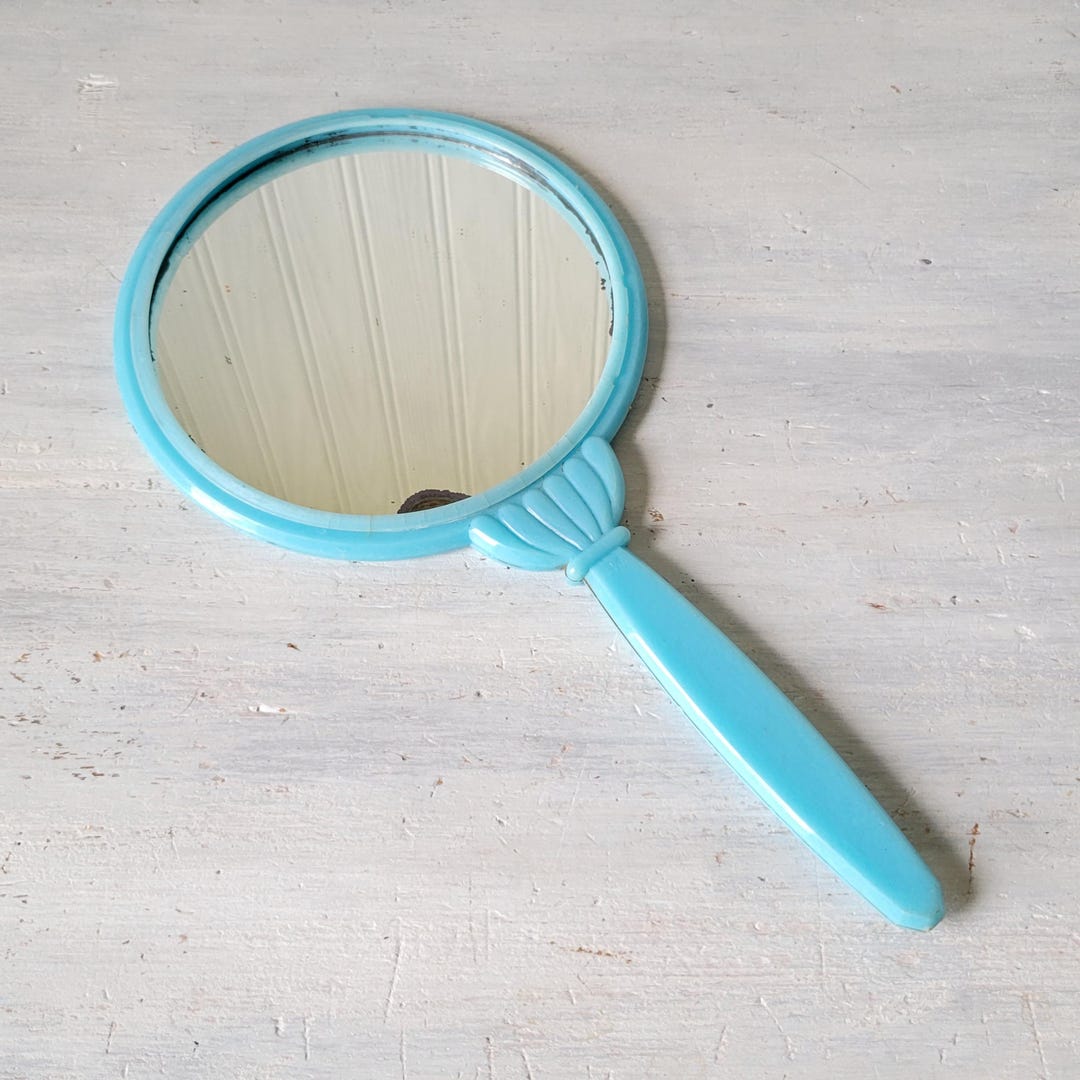Vintage Blue Plastic Hand Mirror Junk for Assemblage - Etsy