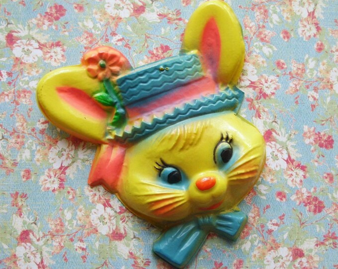Vintage Plastic Bunny Rabbit Head Decoration - Etsy