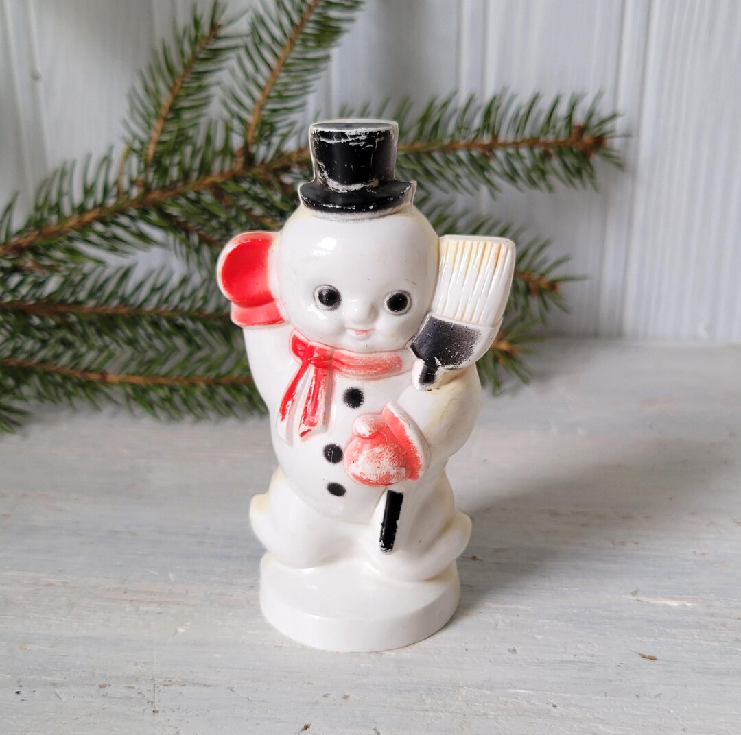Vintage Hard Plastic Waving Snowman Christmas Ornament - Etsy
