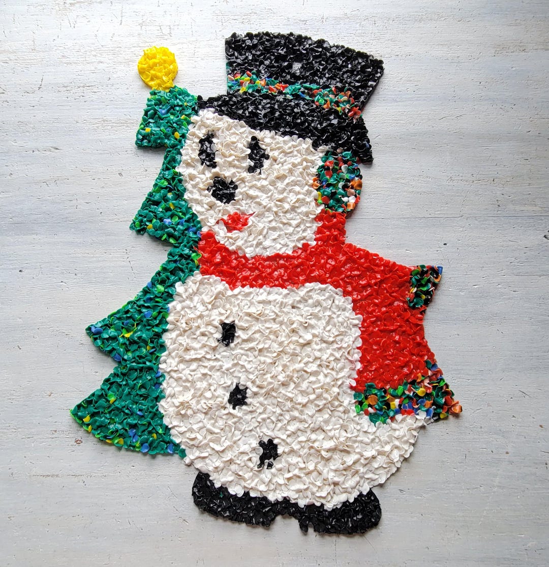 Vintage Melted Popcorn Plastic Christmas Snowman Wall Decoration 18" - Etsy