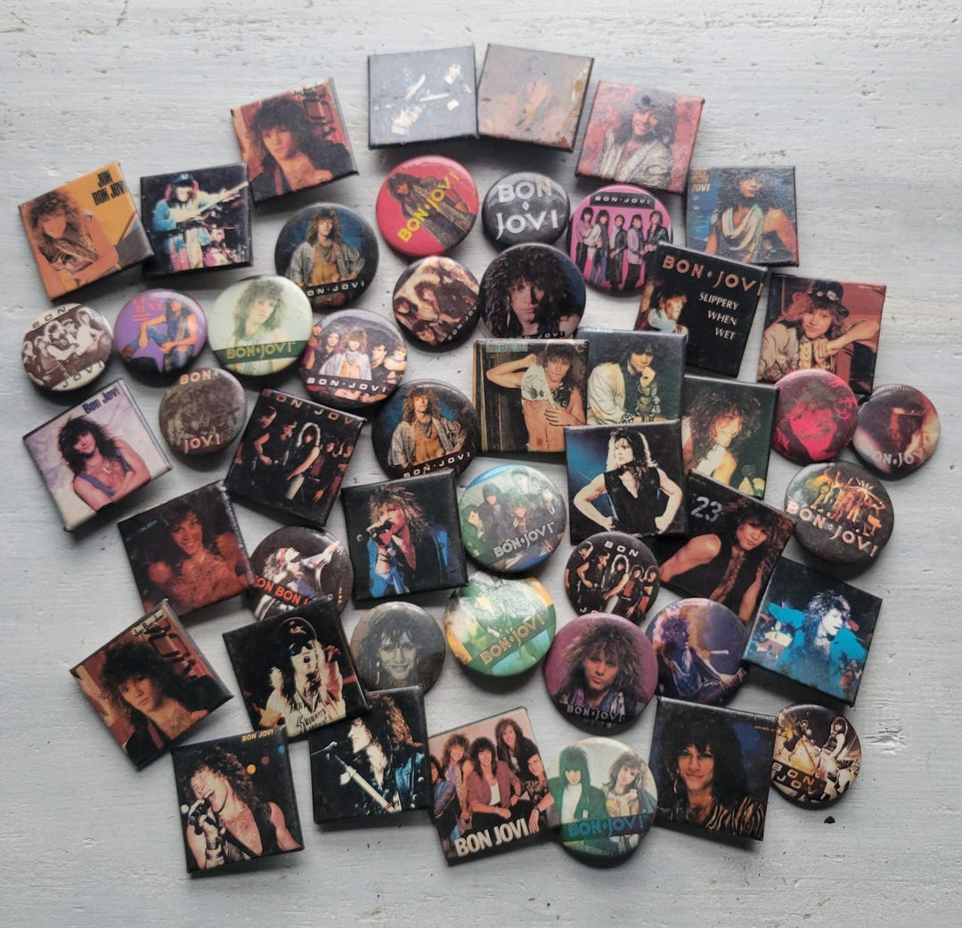 49 Vintage Bon Jovi Pin Back Buttons - Etsy