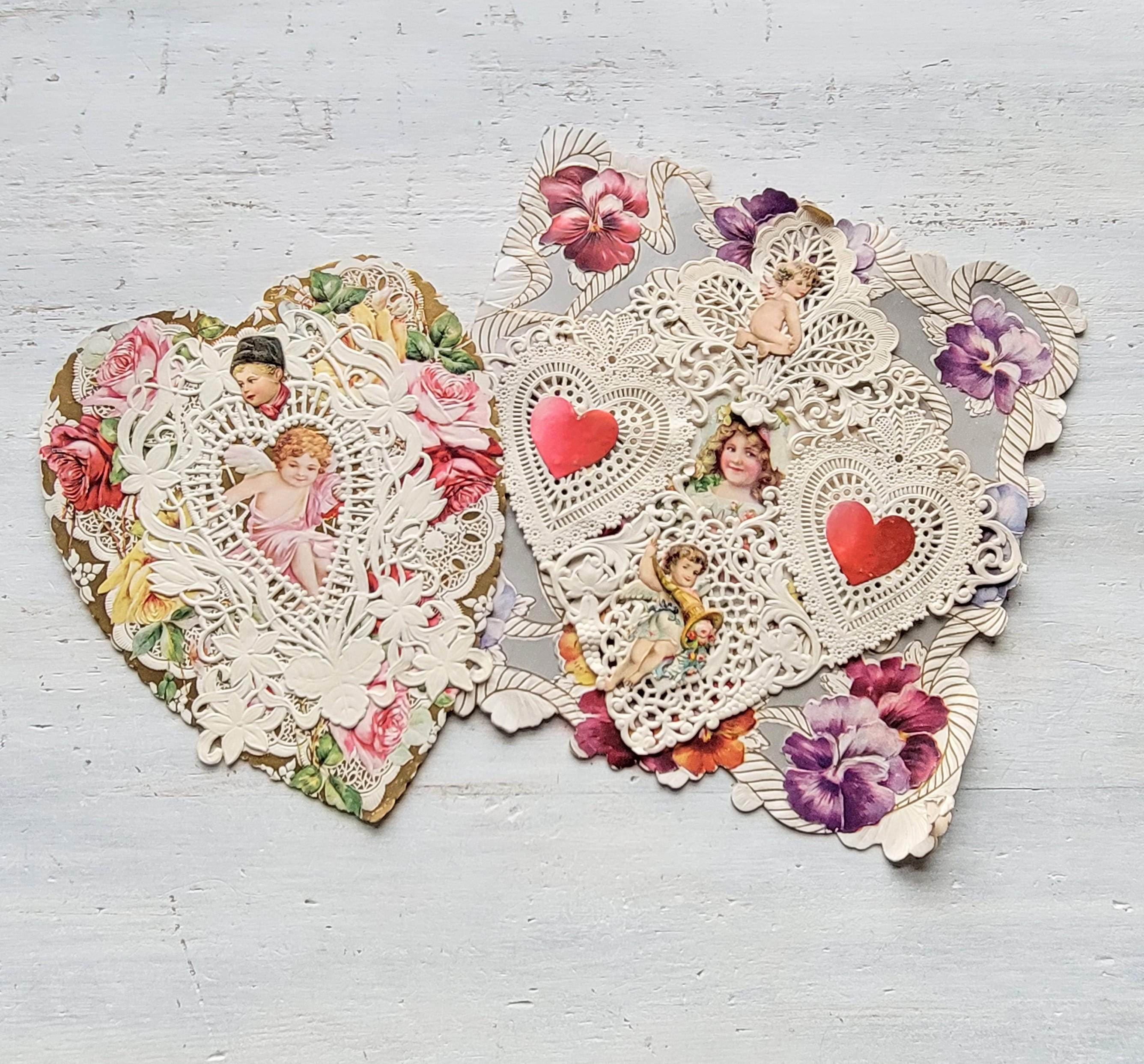 Antique Victorian Paper Lace Valentine Cards Children Flowers Lot - Etsy