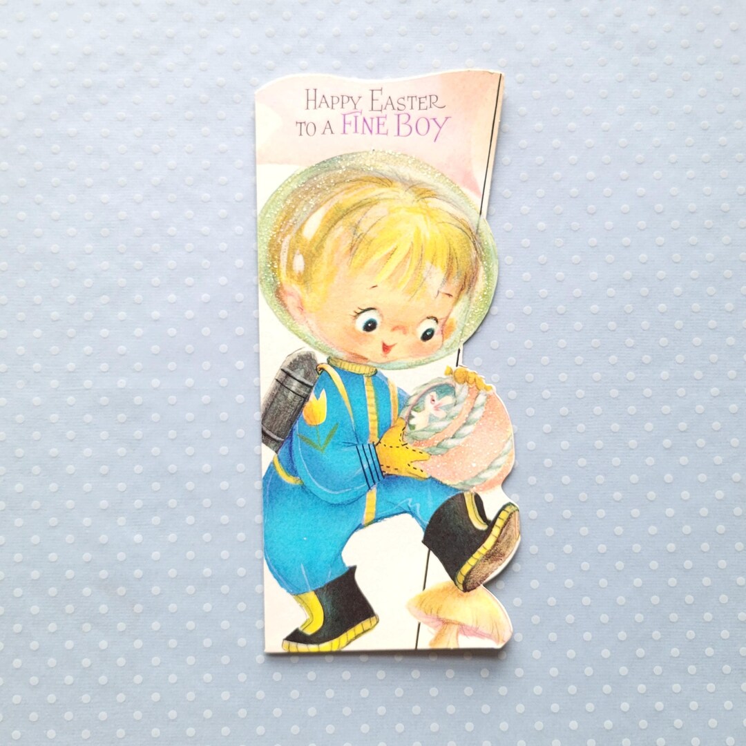 Vintage 1961 Space Boy W/ Panoramic Egg Easter Greeting Card Gibson - Etsy