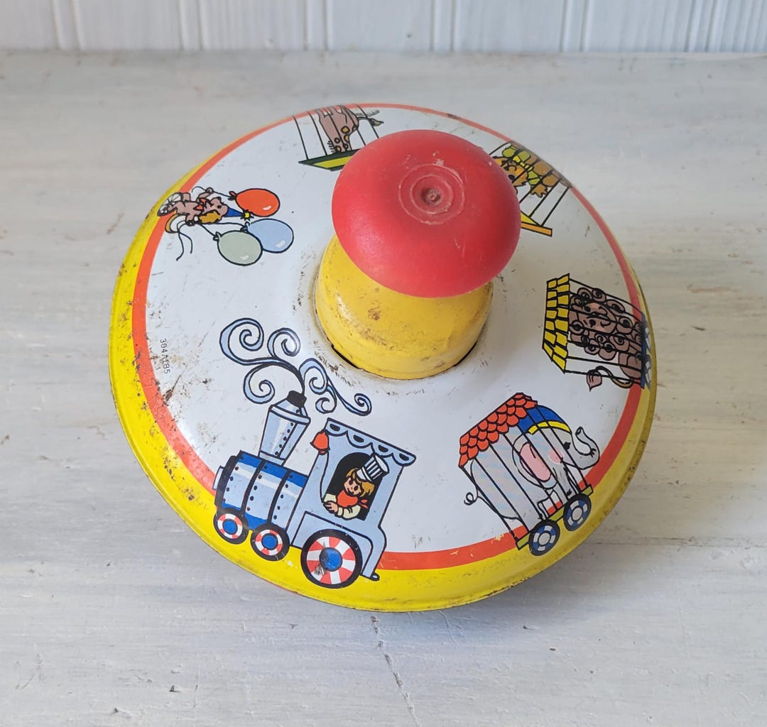 Vintage Colorful Circus Train Ohio Art Tin Toy Spinning Top - Etsy