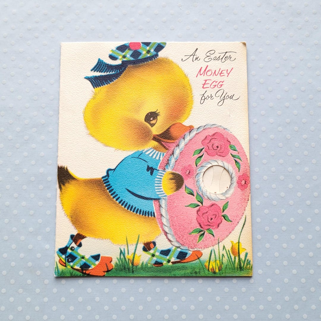 Vintage 1958 Chick Easter Money Egg Greeting Card Norcross - Etsy