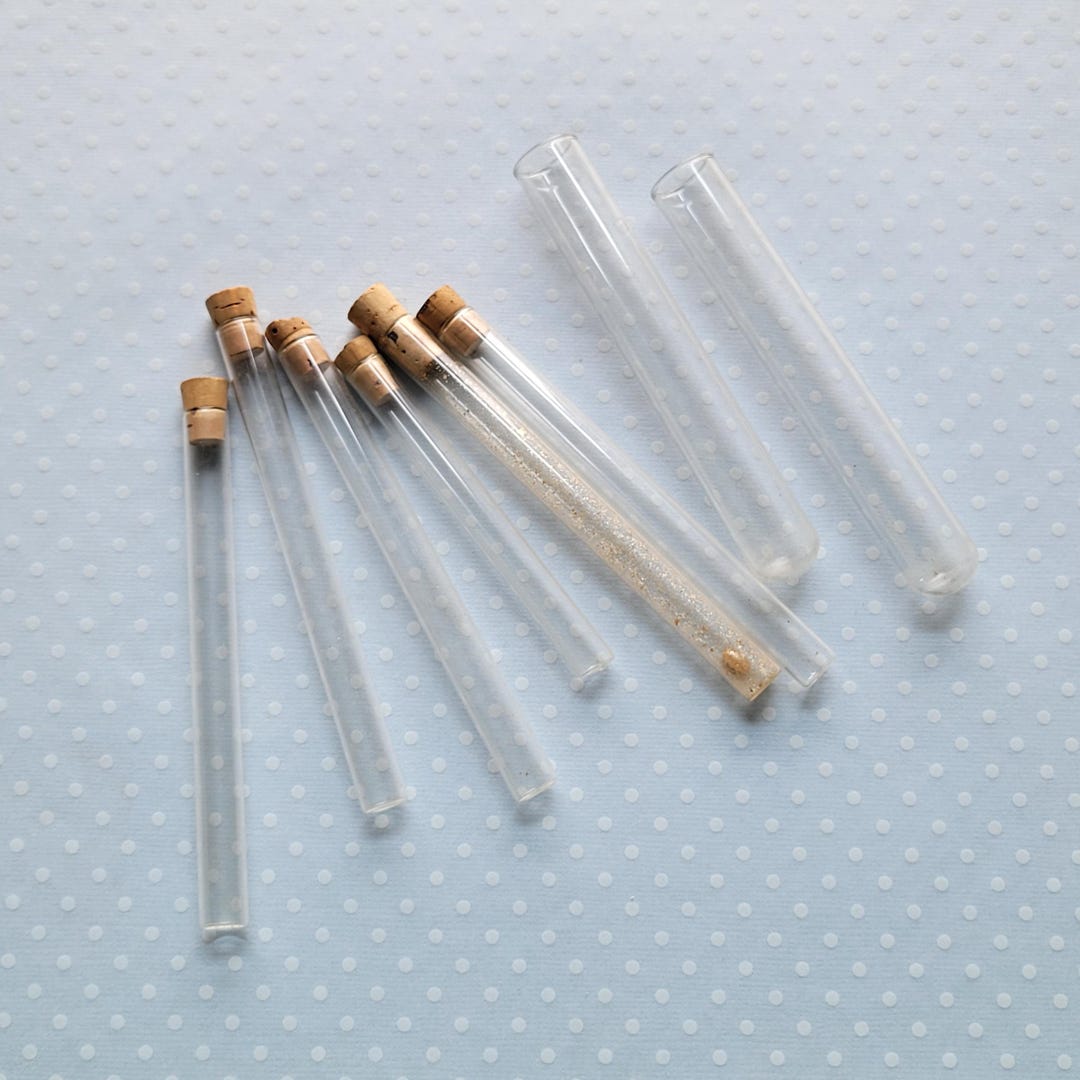8 Vintage Miniature Clear Glass Test Tubes & Containers With Corks for ...