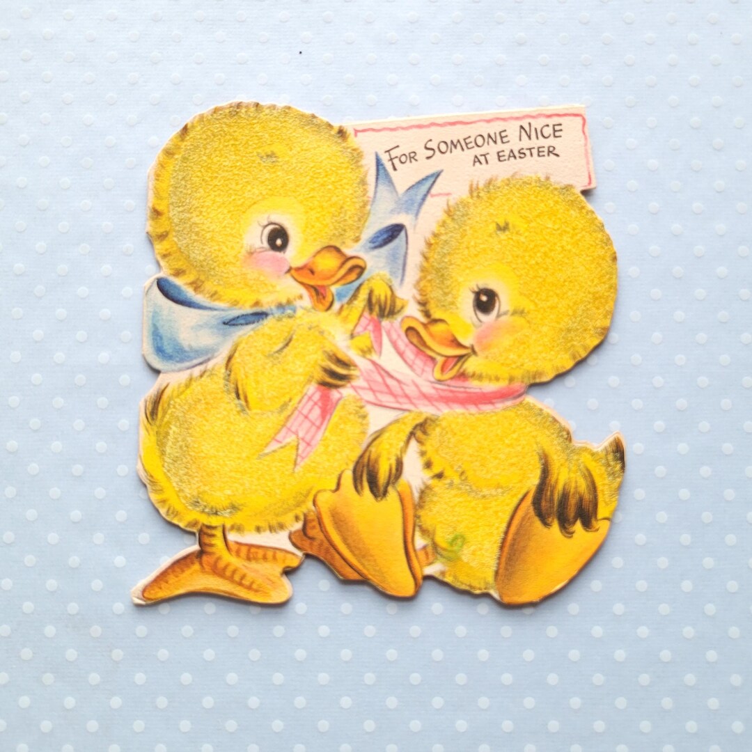 Vintage Flocked Chicks Easter Greeting Card Hallmark - Etsy