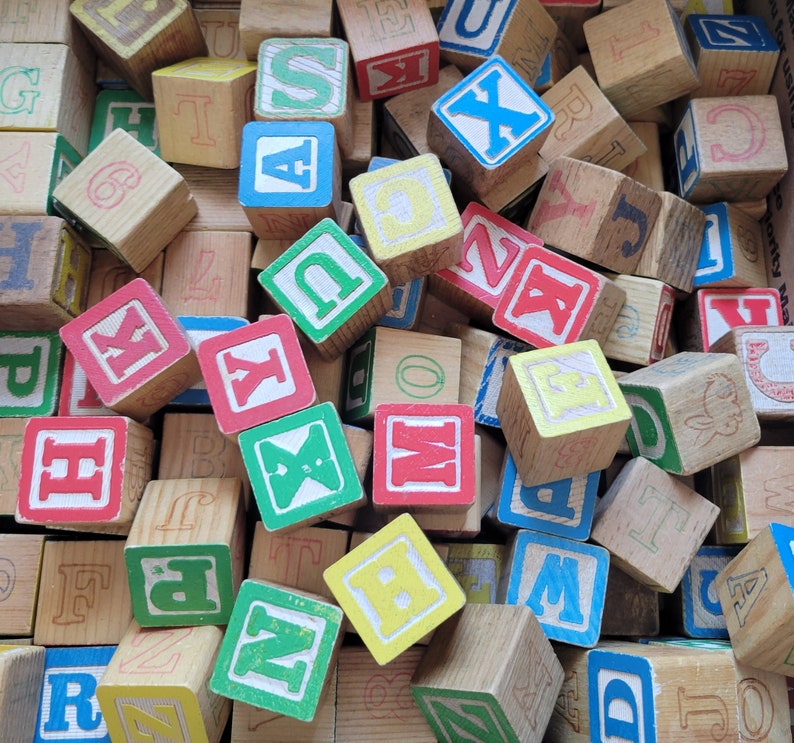 25 Vintage Wooden Alphabet Building Blocks Random Mix - Etsy UK