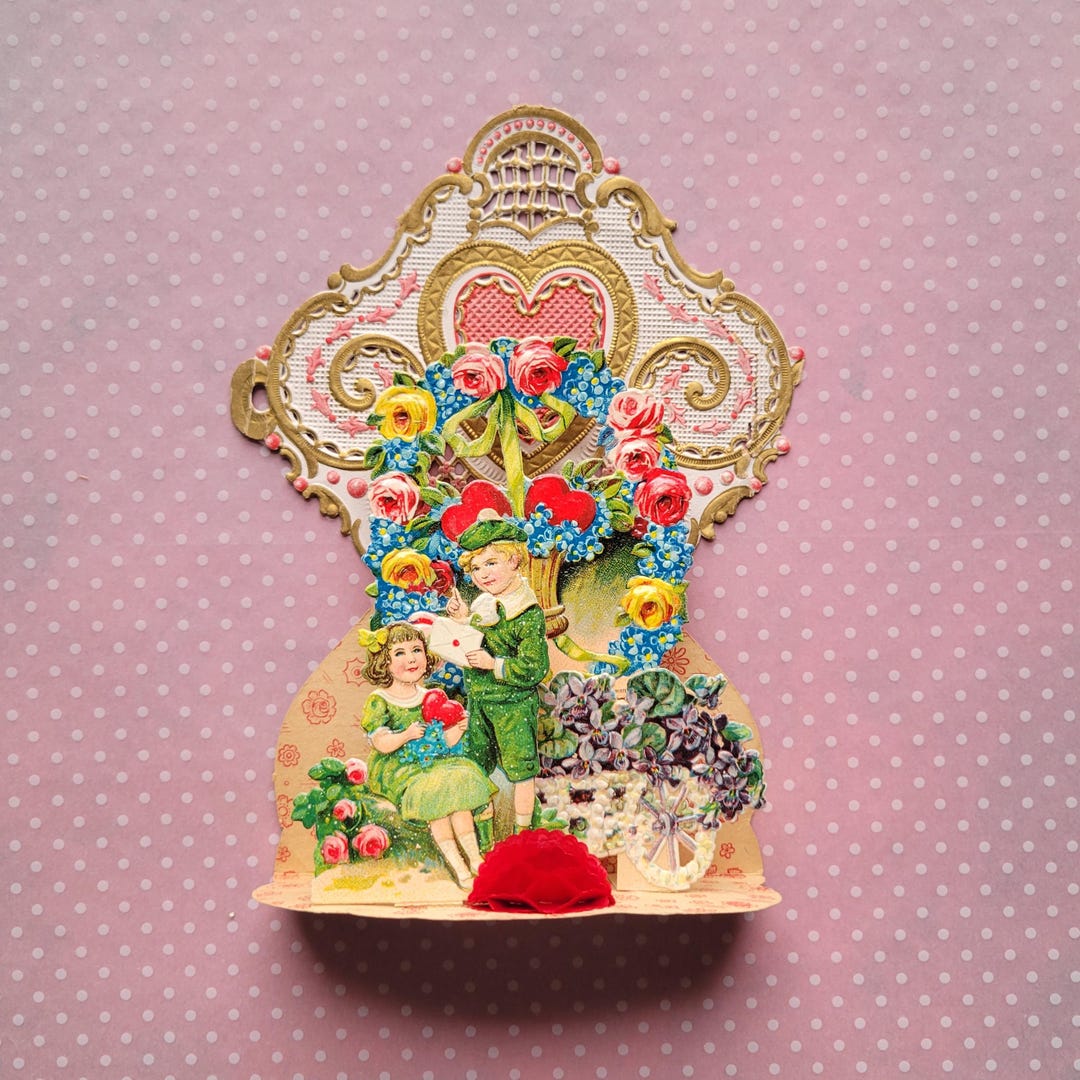 Vintage German Fold Out Valentine Card Boy Windmill Flowers 7" - Etsy
