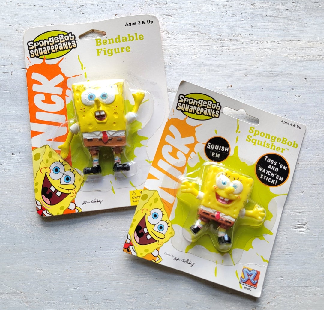 2 Vintage Spongebob Squarepants Bendable Squisher Figures Carded - Etsy