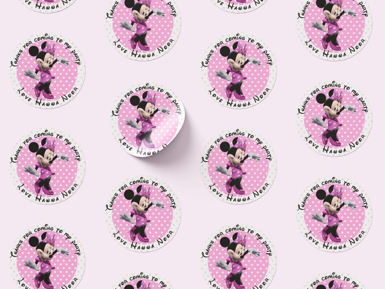 Personalised Minnie Mouse Thank You Stickers Birthday Party Favour ...