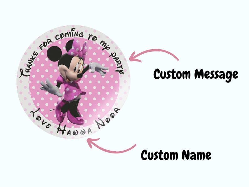 Personalised Minnie Mouse Thank You Stickers Birthday Party Favour ...