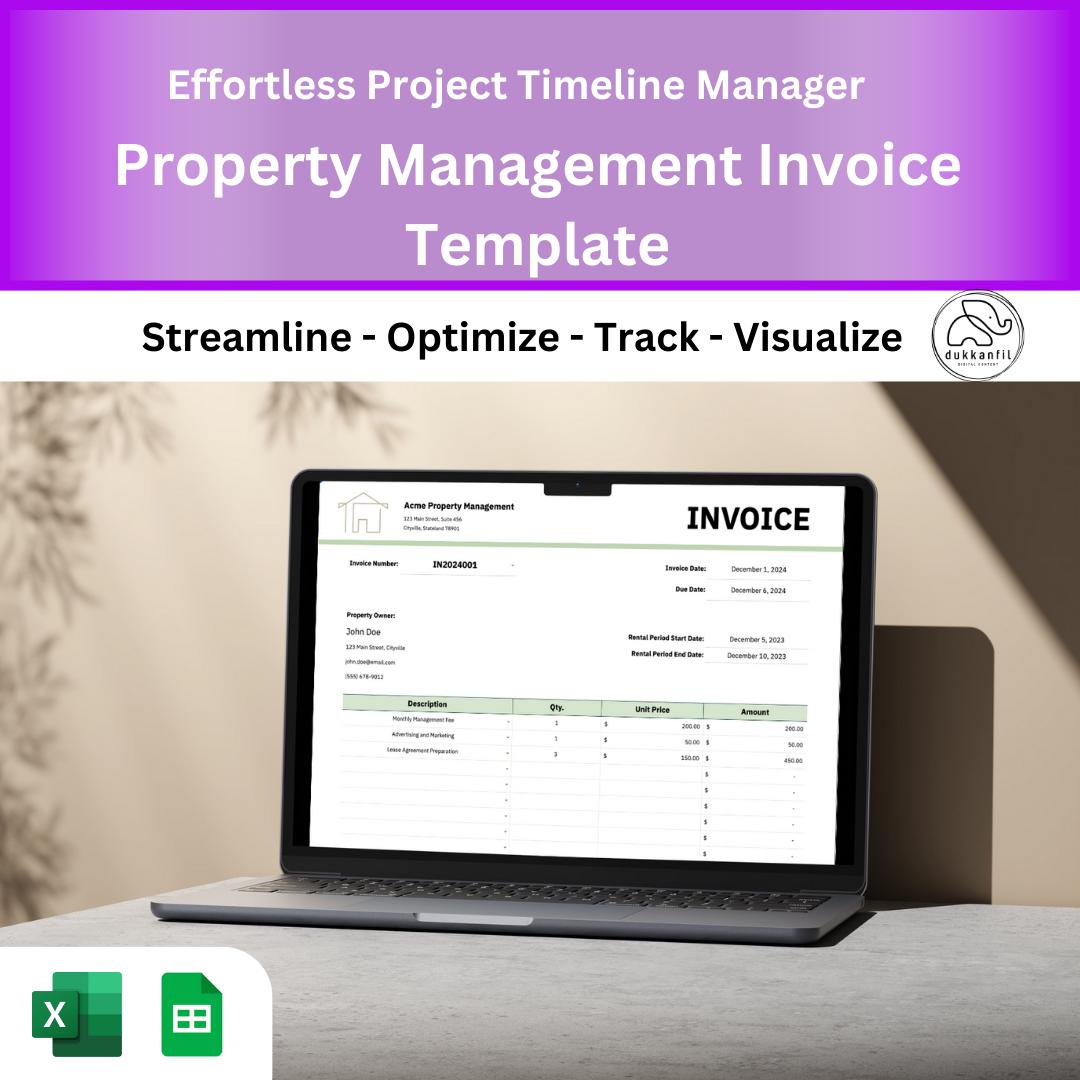 Editable Property Management Invoice Template Easy to Use Google Sheets ...