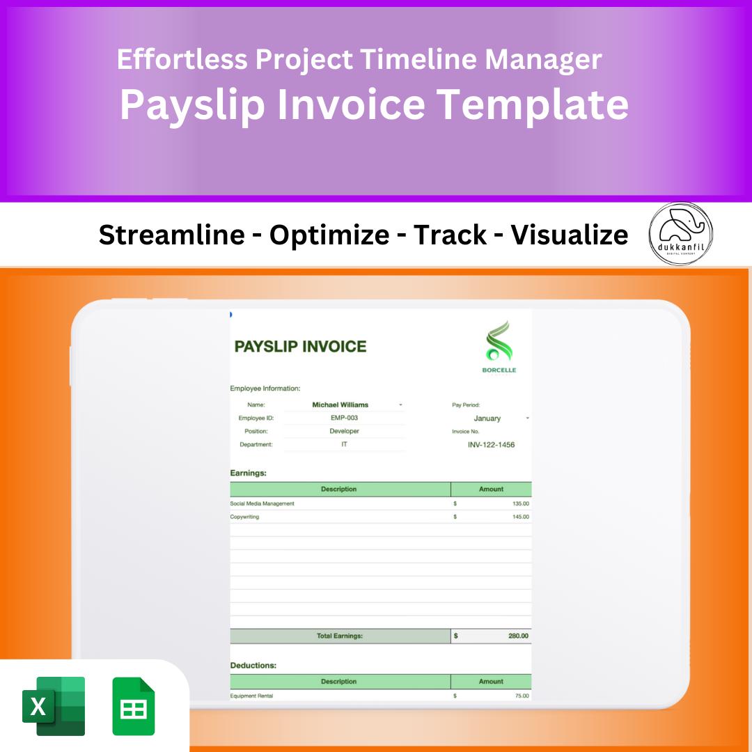 Editable Payslip Invoice Template | Easy to Use Google Sheets Digital ...