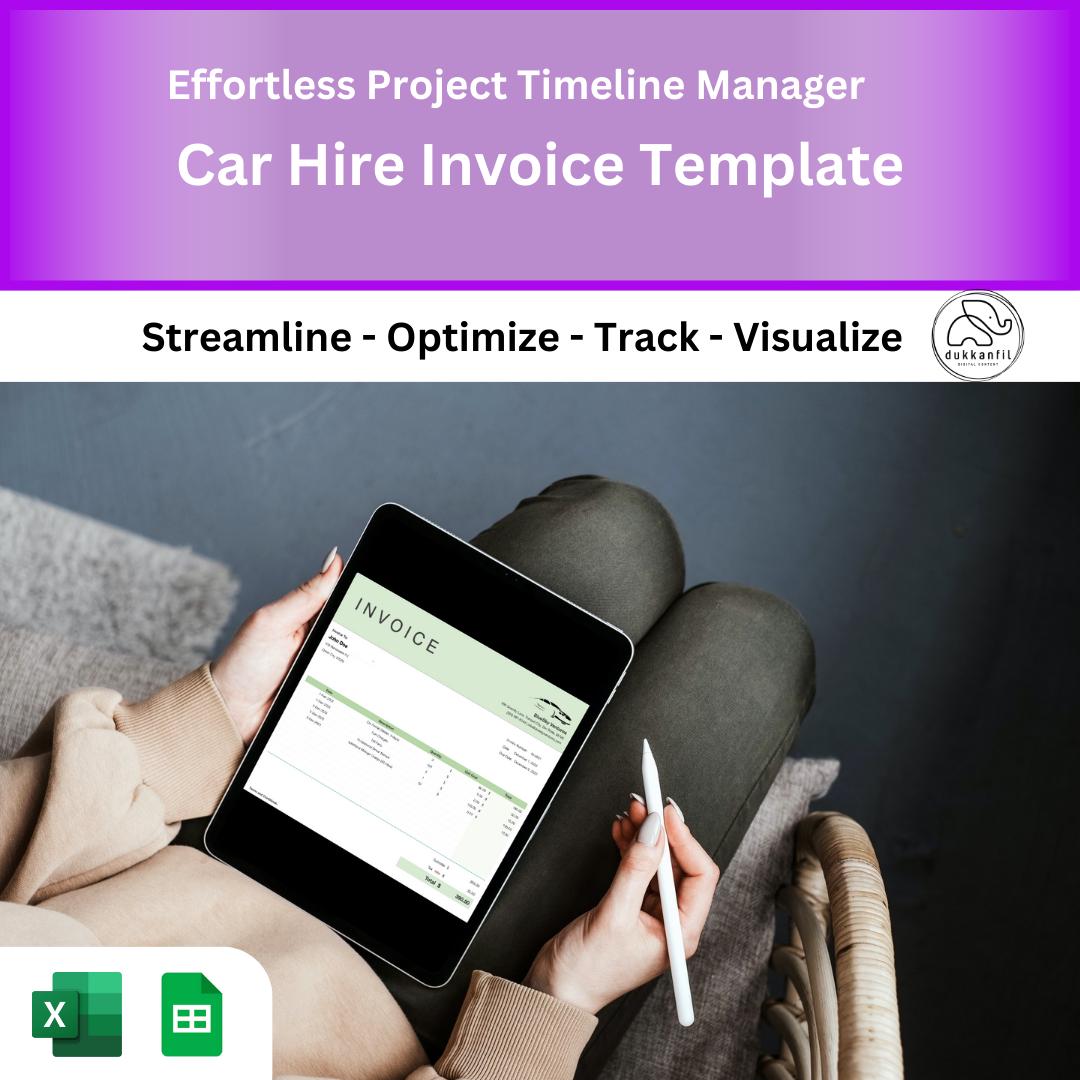 Editable Car Hire Invoice Template Easy to Use Google Sheets Digital ...
