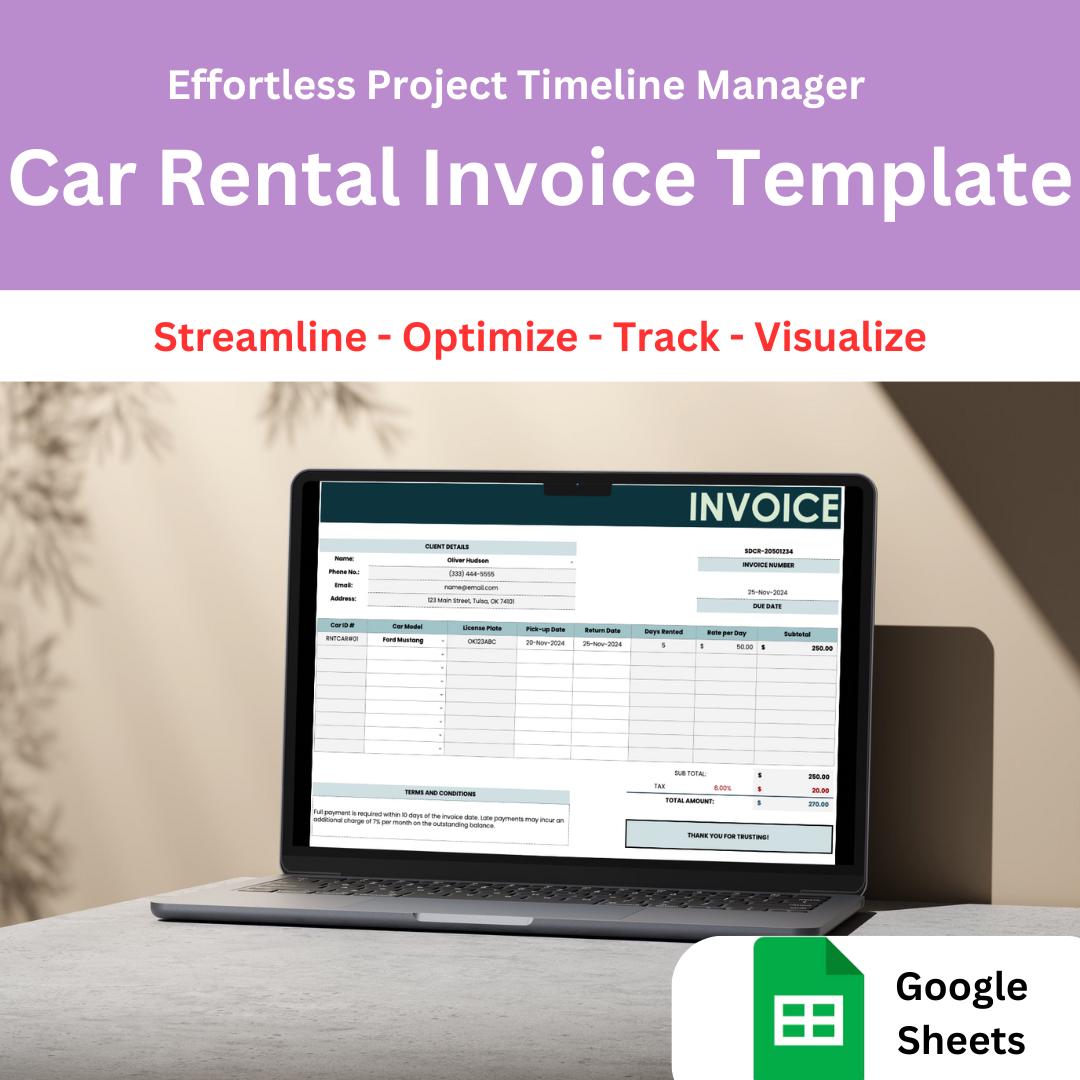 Car Rental Invoice Template | Editable & Easy to Use | Digital Download ...